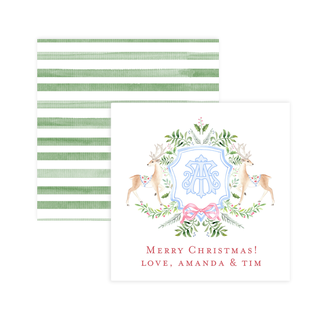 Monogrammed Holiday Crest Gift Tags or Stickers – Lulu Papers