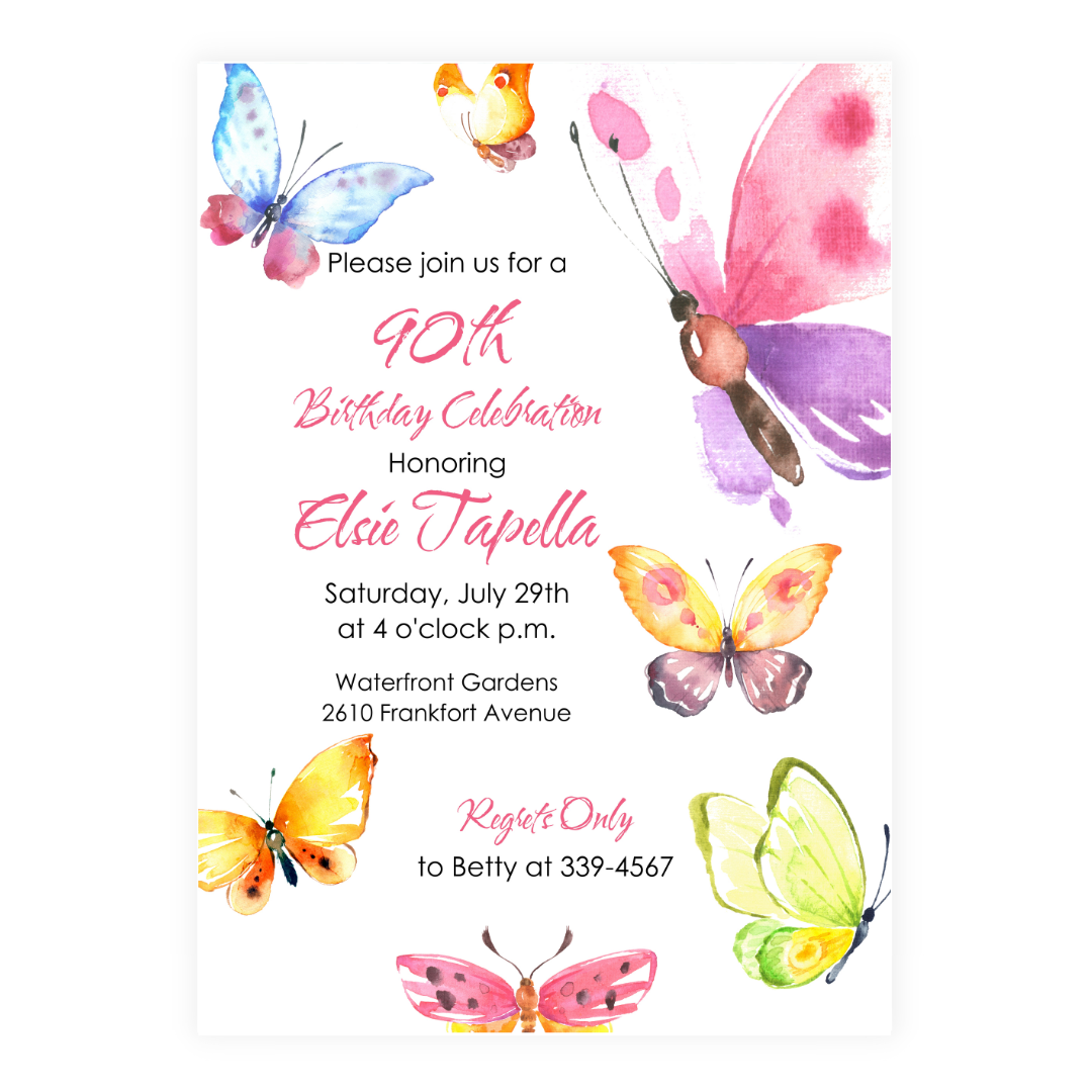 Watercolor Butterfly Party Invitation – Lulu Papers