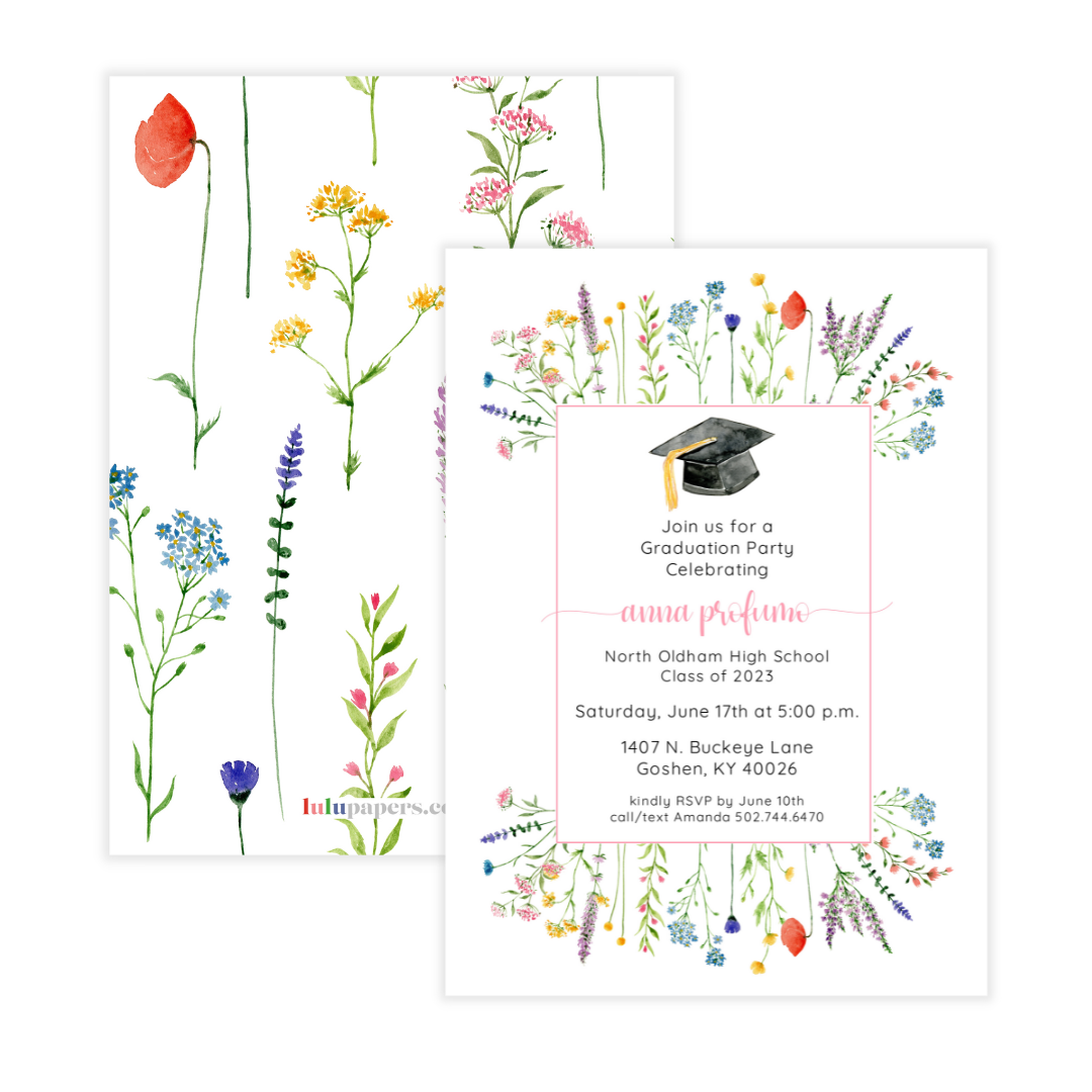 Wildflower Graduation Party Invitation – Lulu Papers